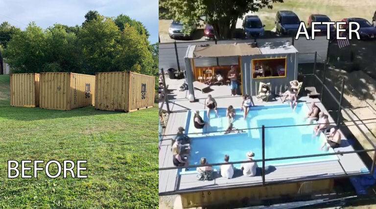 Innovative Pool/Poolhouse Design with Shipping Containers